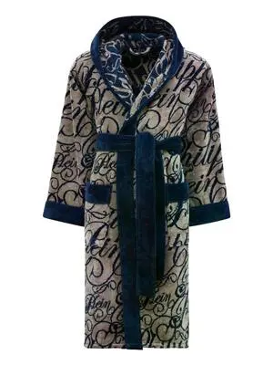Philipp Plein Printed Hooded Bathrobe - Blue