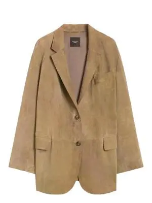 Max Mara Buttoned Leather Jacket - Neutrals
