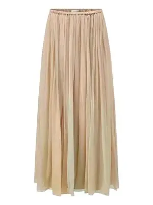 INTO THE EAST Pleated Silk Skirt - Neutrals