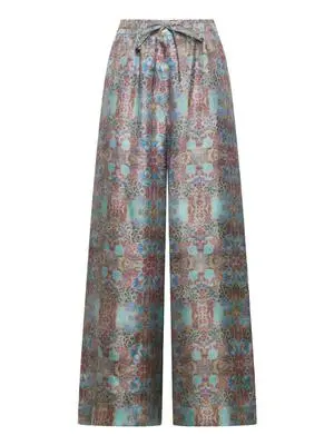 PIERRE-LOUIS MASCIA Floral Geometric Palazzo Pants - Blue