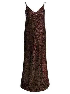 SEMPER Sequin V-neck Dress - Brown