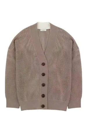 Brunello Cucinelli Button-up Pointelle Cardigan - Neutrals