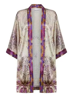 PIERRE-LOUIS MASCIA Paisley Print Silk Coat - Neutrals