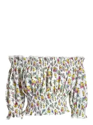 Dolce & Gabbana Floral-print Off-shoulder Top - White