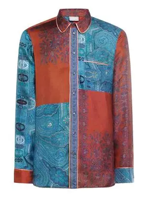 PIERRE-LOUIS MASCIA Aloe Patchwork Paisley Shirt - Blue