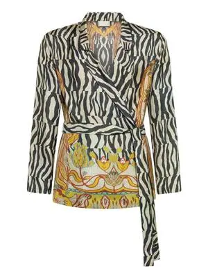 PIERRE-LOUIS MASCIA Aloe Zebra Floral Jacquard Jacket - Neutrals
