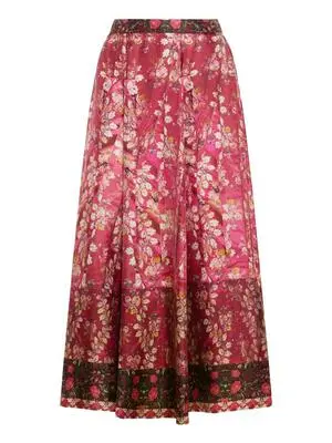PIERRE-LOUIS MASCIA Floral A-line Midi Skirt - Pink