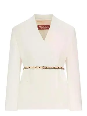 Max Mara Belted V-neck Jacket - Neutrals