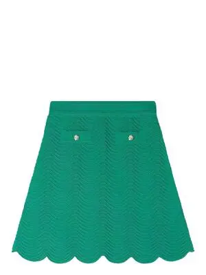 Sandro Wave-pattern Knitted Skirt - Green