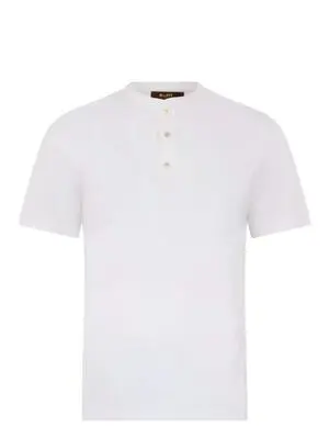 MOORER Henley-neck T-shirt - White