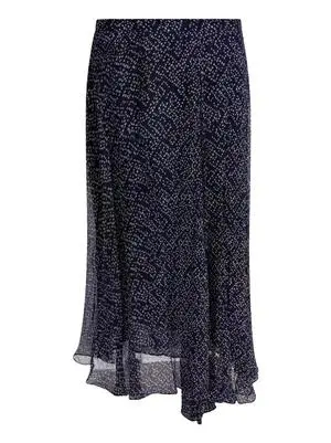 MARANT ETOILE Lycia Asymmetric Patterned Midi Skirt - Blue