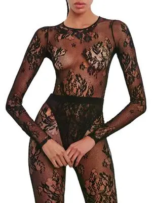 Wardrobe.NYC Floral Lace Body - Black