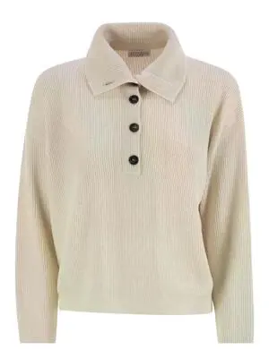 Brunello Cucinelli Buttoned Short-sleeve Polo Top - Neutrals