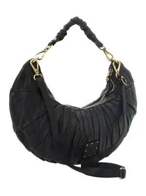 CAMPOMAGGI Luna Pleated Shoulder Bag - Black