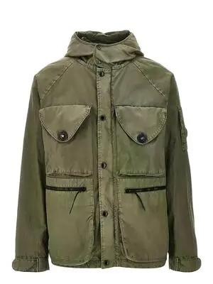 C.P. COMPANY Panama-r Hooded Button Jacket - Green