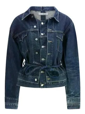 E.L.V. DENIM Belted Ridley Jacket - Blue