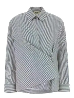 Fendi Striped Poplin Shirt - Blue