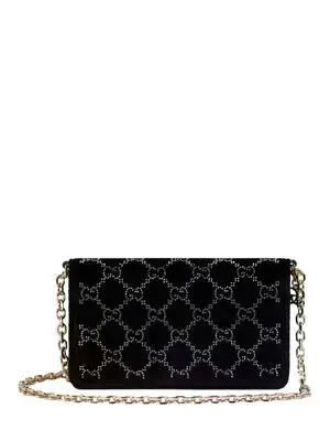 Gucci Embellished Chain Crossbody Bag - Black
