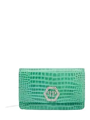 Philipp Plein Hexagon Logo Chain-strap Clutch - Green