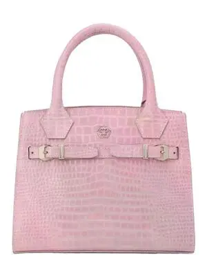 Philipp Plein Small Crocodile-effect Tote - Pink