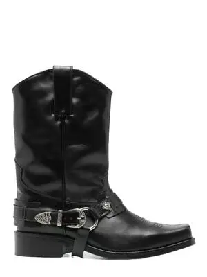 TOGA VIRILIS Harness Detail Leather Boots - Black