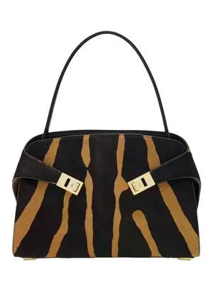 FERRAGAMO M Hug Zebra-pattern Shoulder Bag - Black