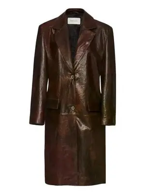 Magda Butrym Button-up Leather Coat - Brown
