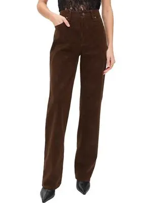 Good American Straight Faux Suede Pants - Cacao