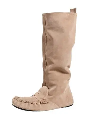 Acne Studios Bojan Slouch Suede Boots - Beige