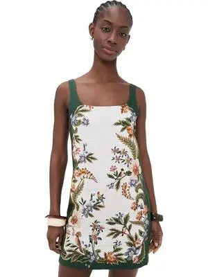 Farm Rio Botanical Print Mini Dress - Nature Sand