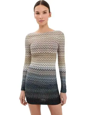 Missoni Long Sleeve Metallic Mini Dress - Blue Tones