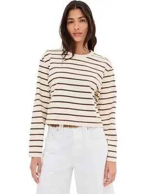 LE BOP Danica Striped Cropped Top - Chocolate/ivory