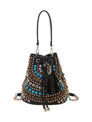 LA CARRIE Andromeda Beaded Bucket Bag - Black