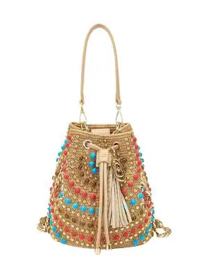 LA CARRIE Beaded Tassel Tote Bag - Neutrals
