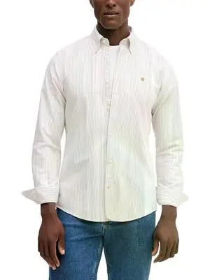 BOSS Striped Logo Shirt - White