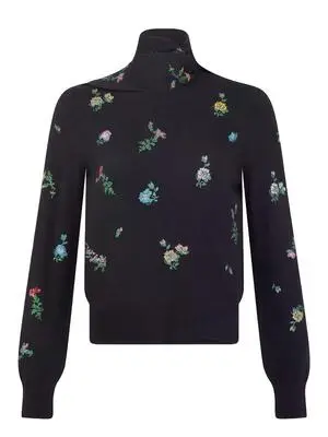 Libertine Joy And Mirth Floral Scarf Sweater - Black