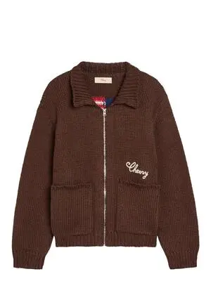 CHERRY LOS ANGELES Embroidered Cotton-knit Jacket - Brown