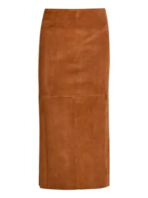 Stouls Winona Split-hem Suede Midi Skirt - Tan