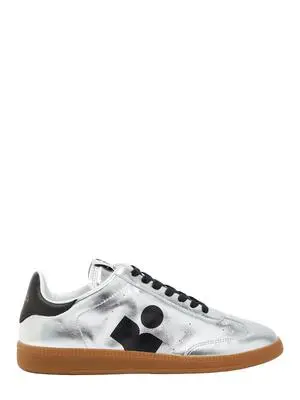 Isabel Marant Kaycee Logo Metallic Leather Sneakers - Silver