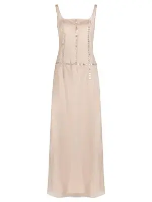 Staud Embellished Silk-chiffon Midi Dress - Light Pink