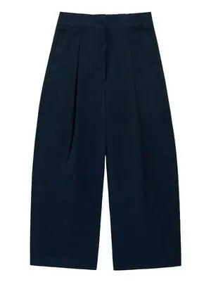 Studio Nicholson Peached Wide-leg Cotton-twill Trousers - Navy