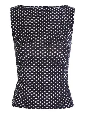 REFORMATION Polka Dot Stretch-jersey Top - Black And White