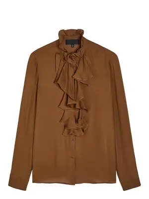 NILI LOTAN Lily Ruffled Silk Blouse