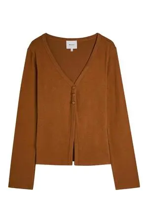REFORMATION Millie V-neck Knit Top - Brown