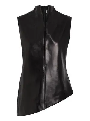 Khaite Von Split-front Asymmetric Leather Top - Black