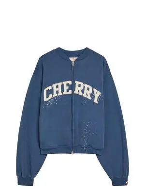 CHERRY LOS ANGELES Logo Appliquéd Zip-through Cotton Sweatshirt - Blue