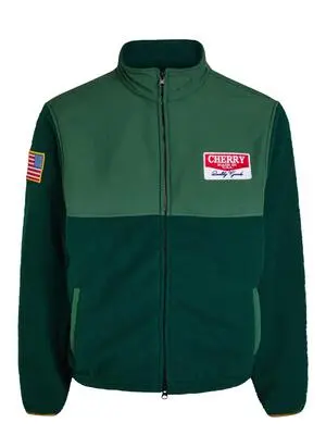 CHERRY LOS ANGELES Racing Appliquéd Panelled Fleece Jacket - Green