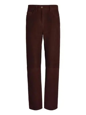 KHAITE Callum Straight-Leg Suede Trousers
