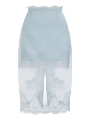 Aje Ophelia Silk Lace Midi Skirt Blue