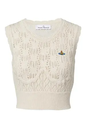 VIVIENNE WESTWOOD Ella Cropped Cotton Sweater Vest - White